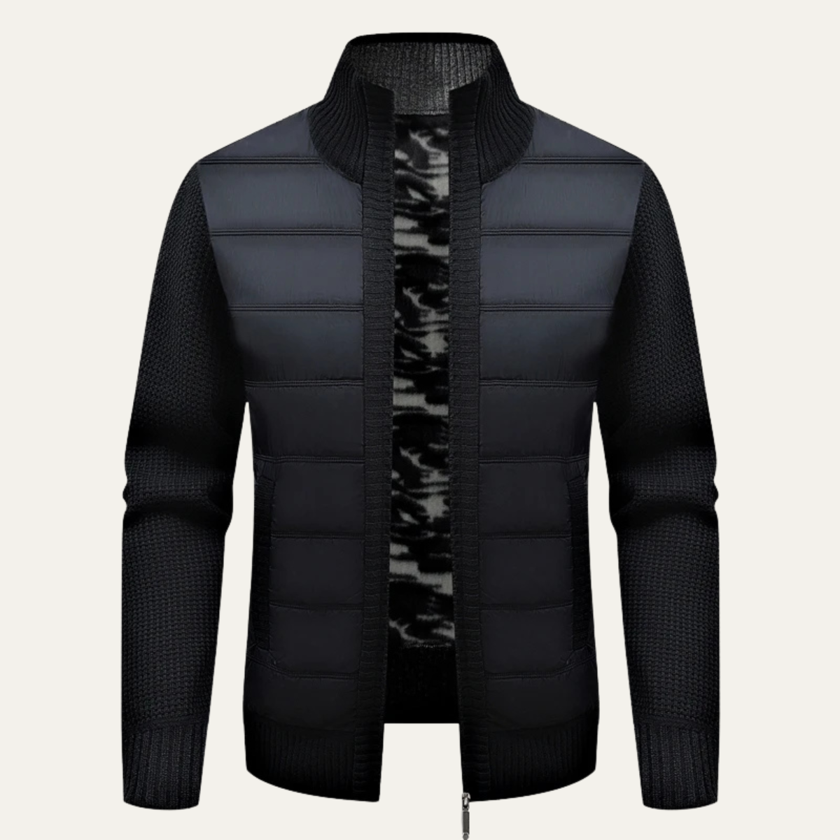 Die Como Lago Herren Winter-Strickjacke mit Reißverschluss und Wattier ...