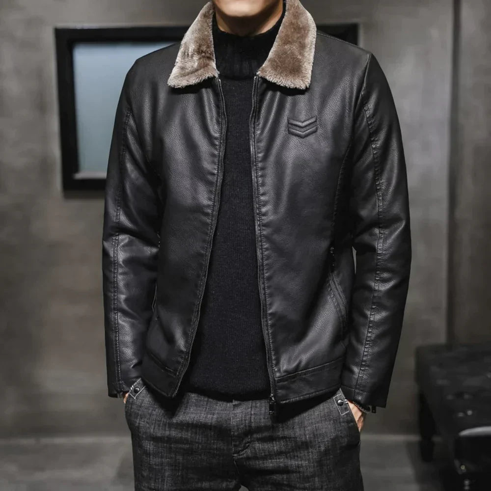 Nathaniel Lederjacke mit Fleece-Kragen – BerlinGlamour